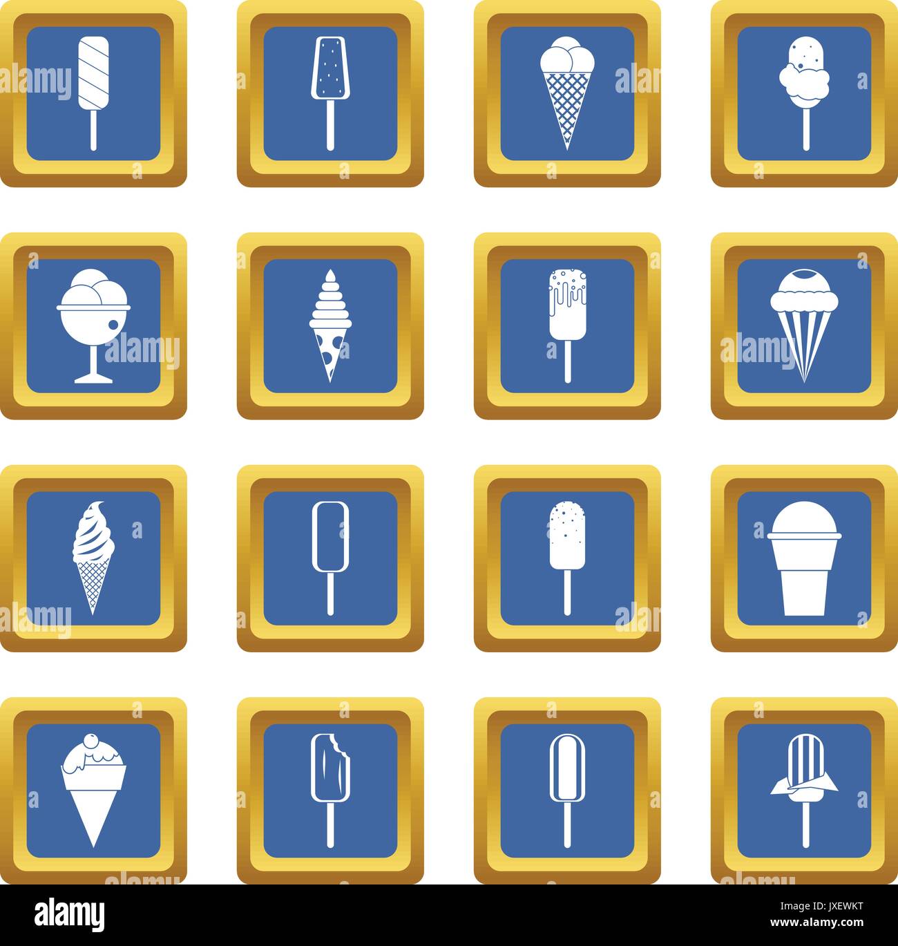 Ice cream icons set blue Stock Vector Image & Art - Alamy