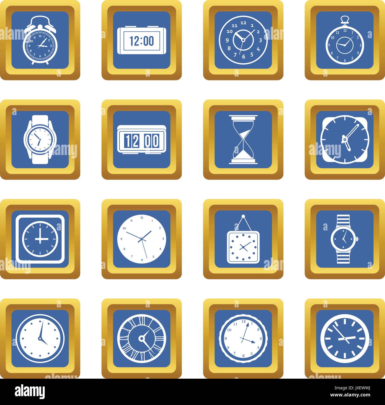 Time and Clock icons set blue Stock Vector Image & Art - Alamy