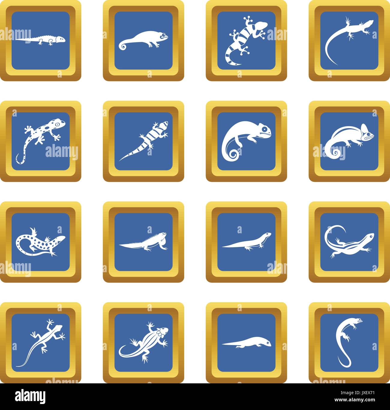 Lizard icons set blue Stock Vector Image & Art - Alamy