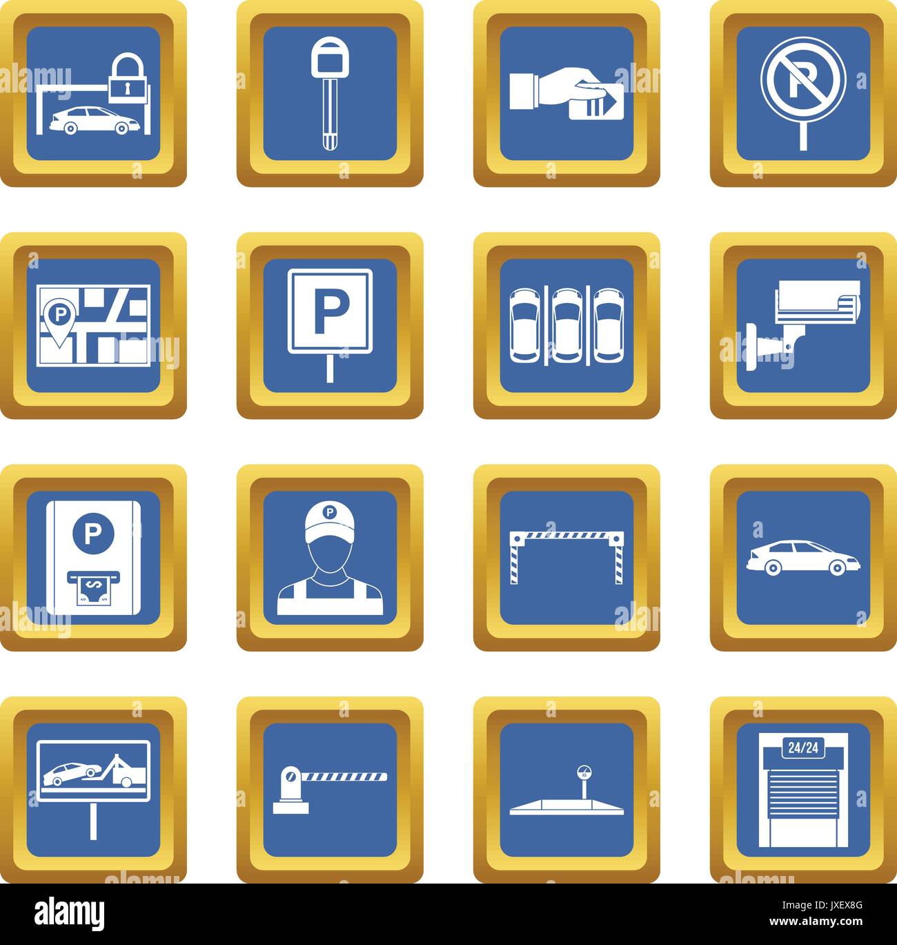 Car parking icons set blue Stock Vector Image & Art - Alamy