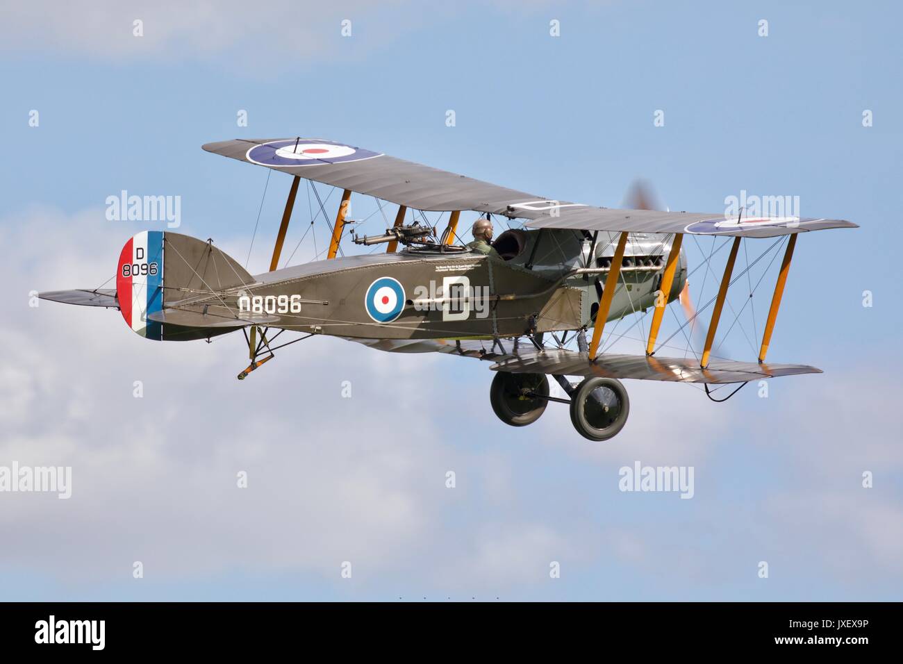 World War 1 Bristol F.2B Fighter flying at Old Warden Aerodrome Stock ...
