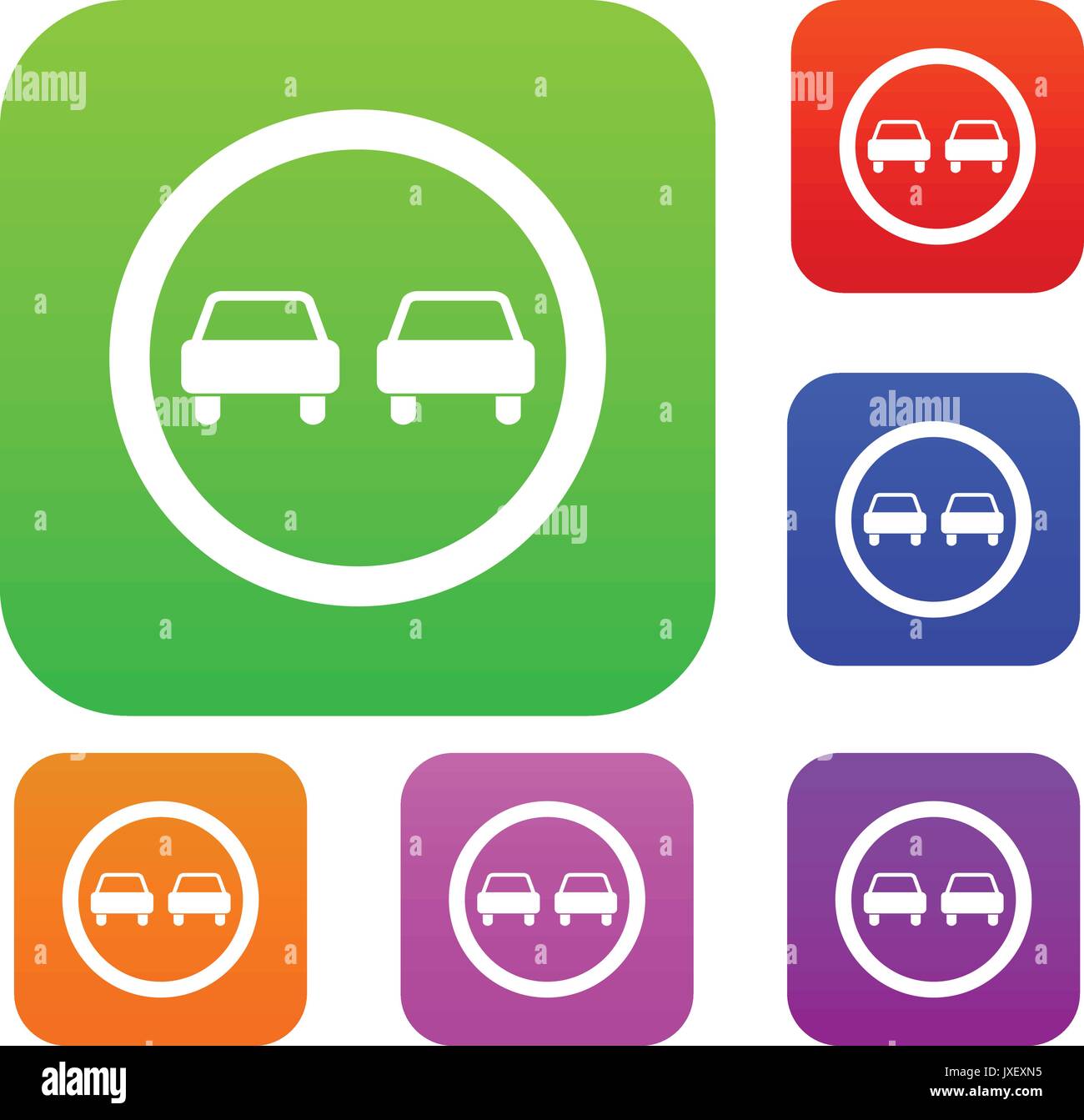 No overtaking road traffic sign set collection Stock Vector Image & Art ...