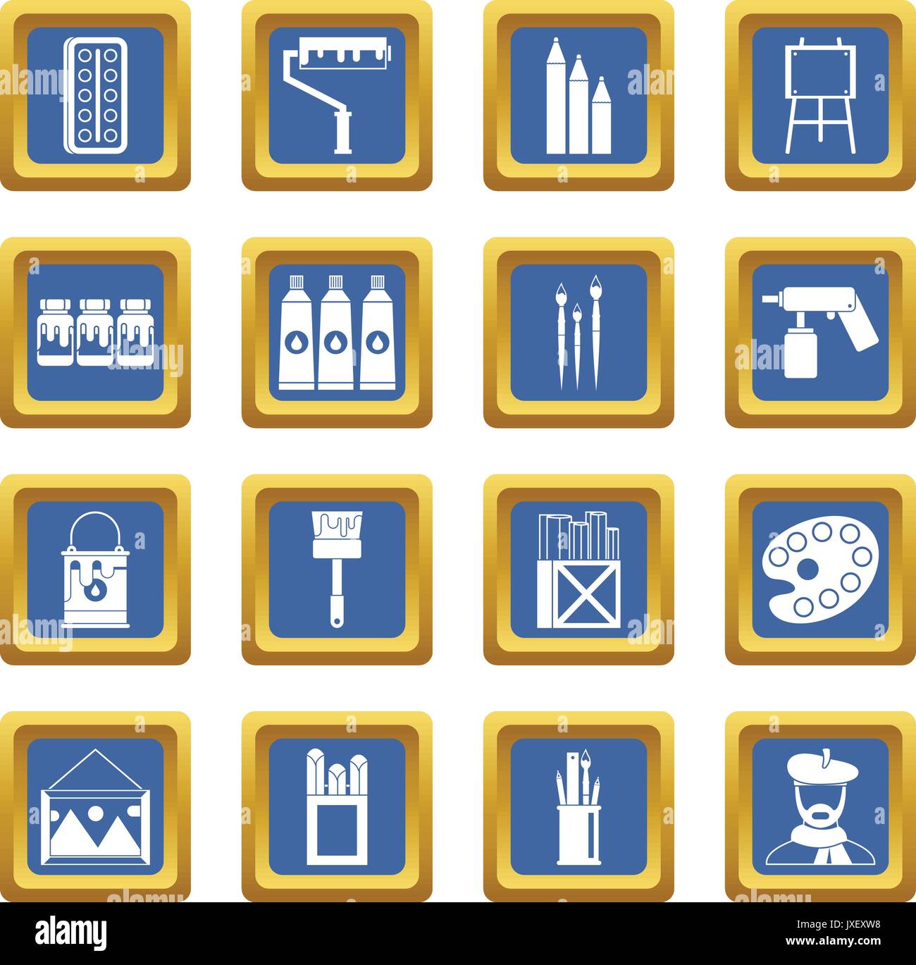 Painting icons set blue Stock Vector Image & Art - Alamy