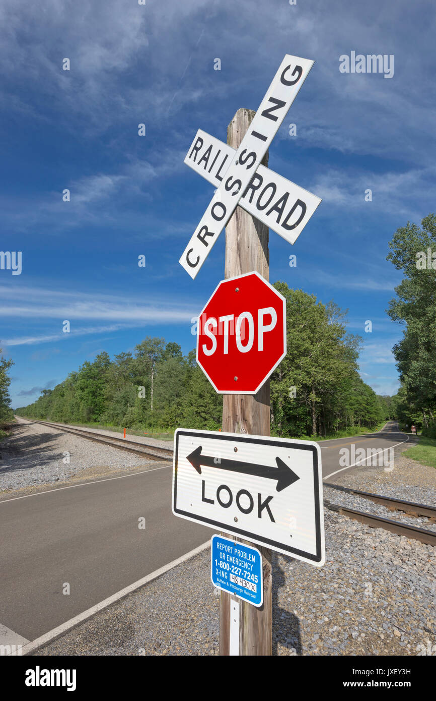 Railroad crossing sign morning hi-res stock photography and images - Alamy
