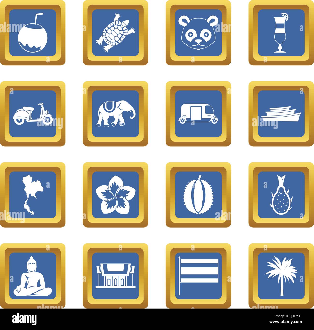 Costa Rica icons set blue Stock Vector Image & Art - Alamy