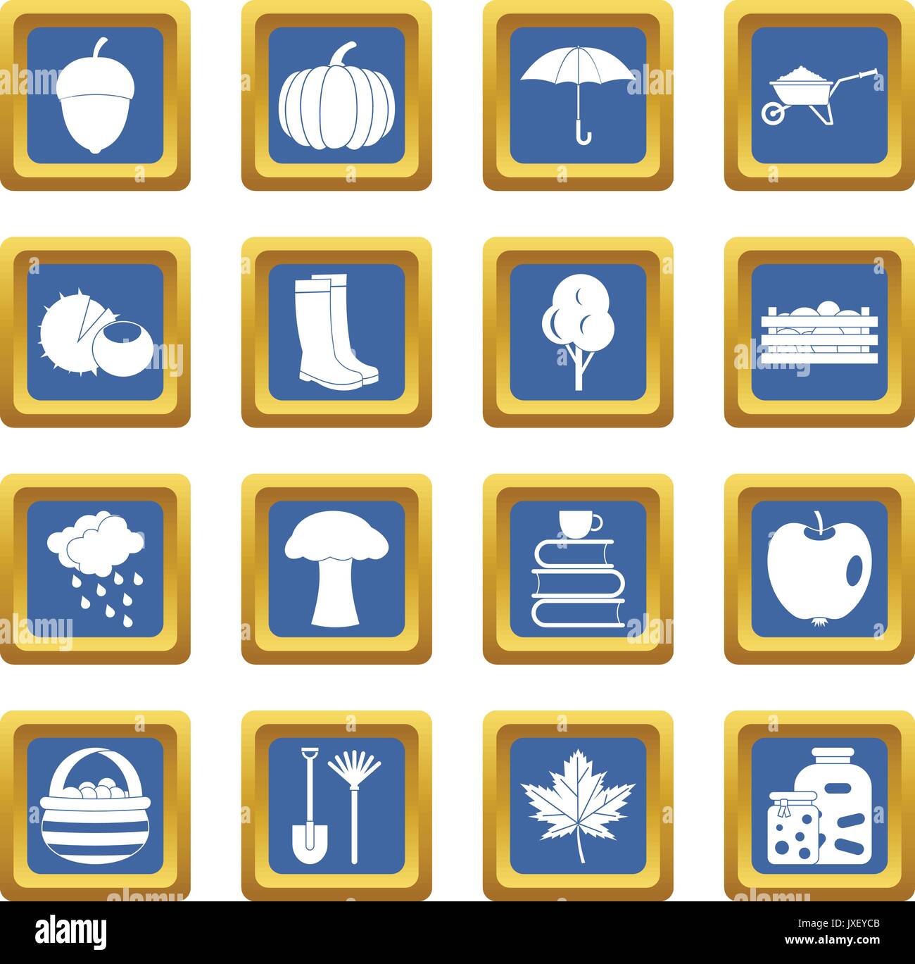 Autumn icons set blue Stock Vector Image & Art - Alamy