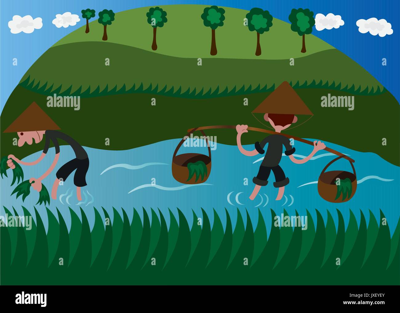 Rice paddy Stock Vector Images - Alamy