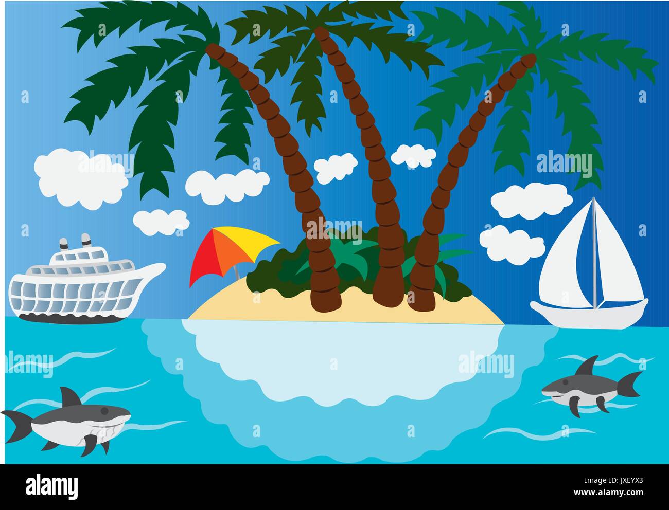 Ship on tropical island Stock Vector Images - Alamy