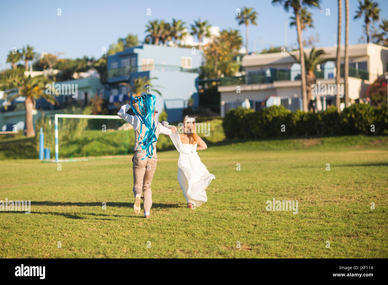 happy just married young couple celebrating and have fun Stock Photo ...