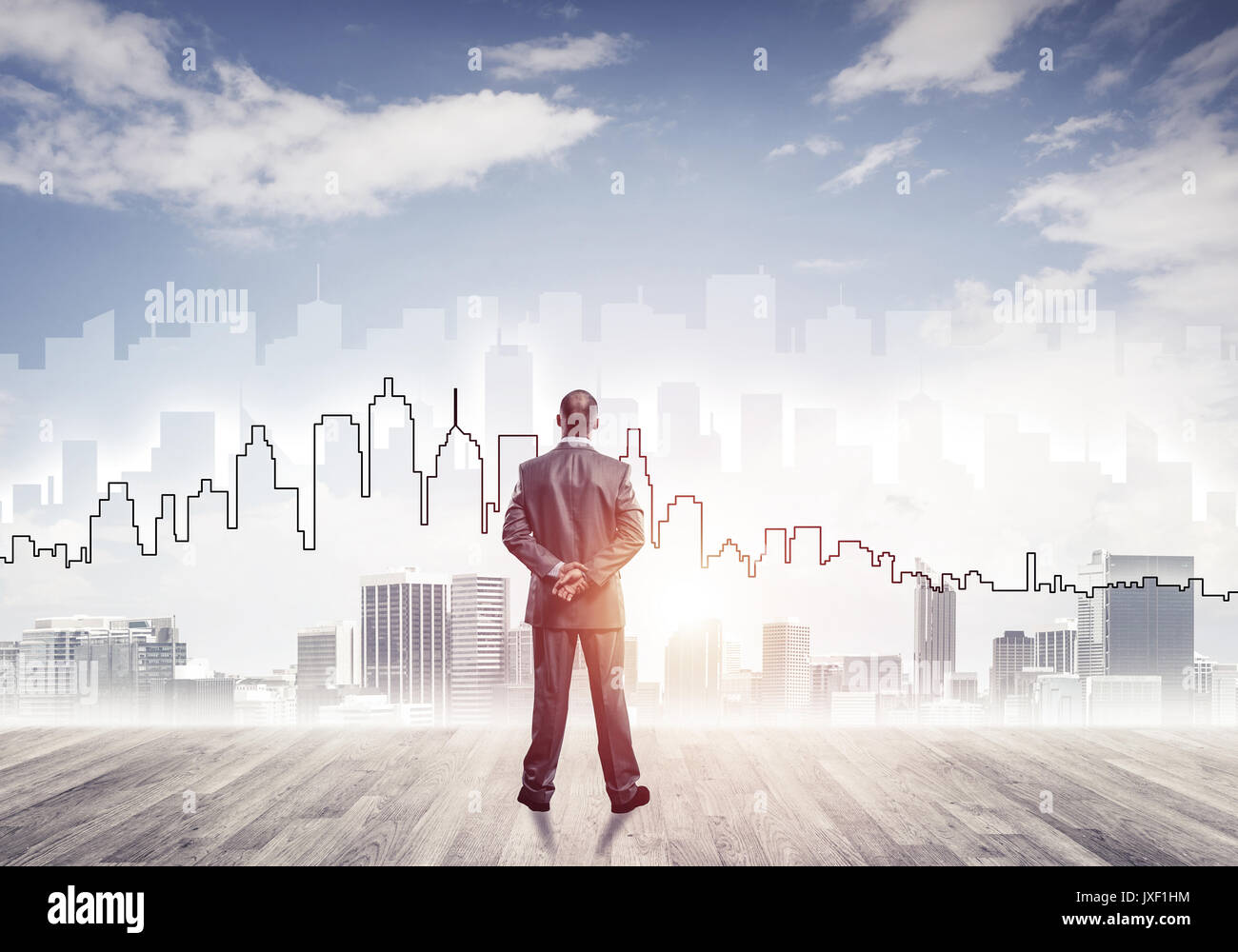 Motivation and inspiration concept with modern cityscape and bus Stock ...