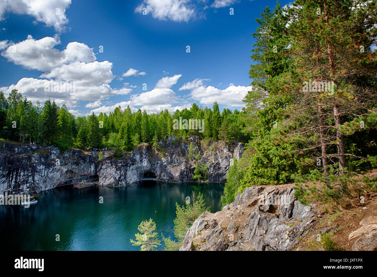 Marble Canyon in the Ruskeala Mountain Park Karelia, Russia Stock Photo ...