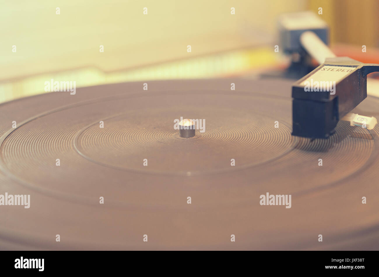 Old dusty record player, complete with radio in idle state Stock Photo ...