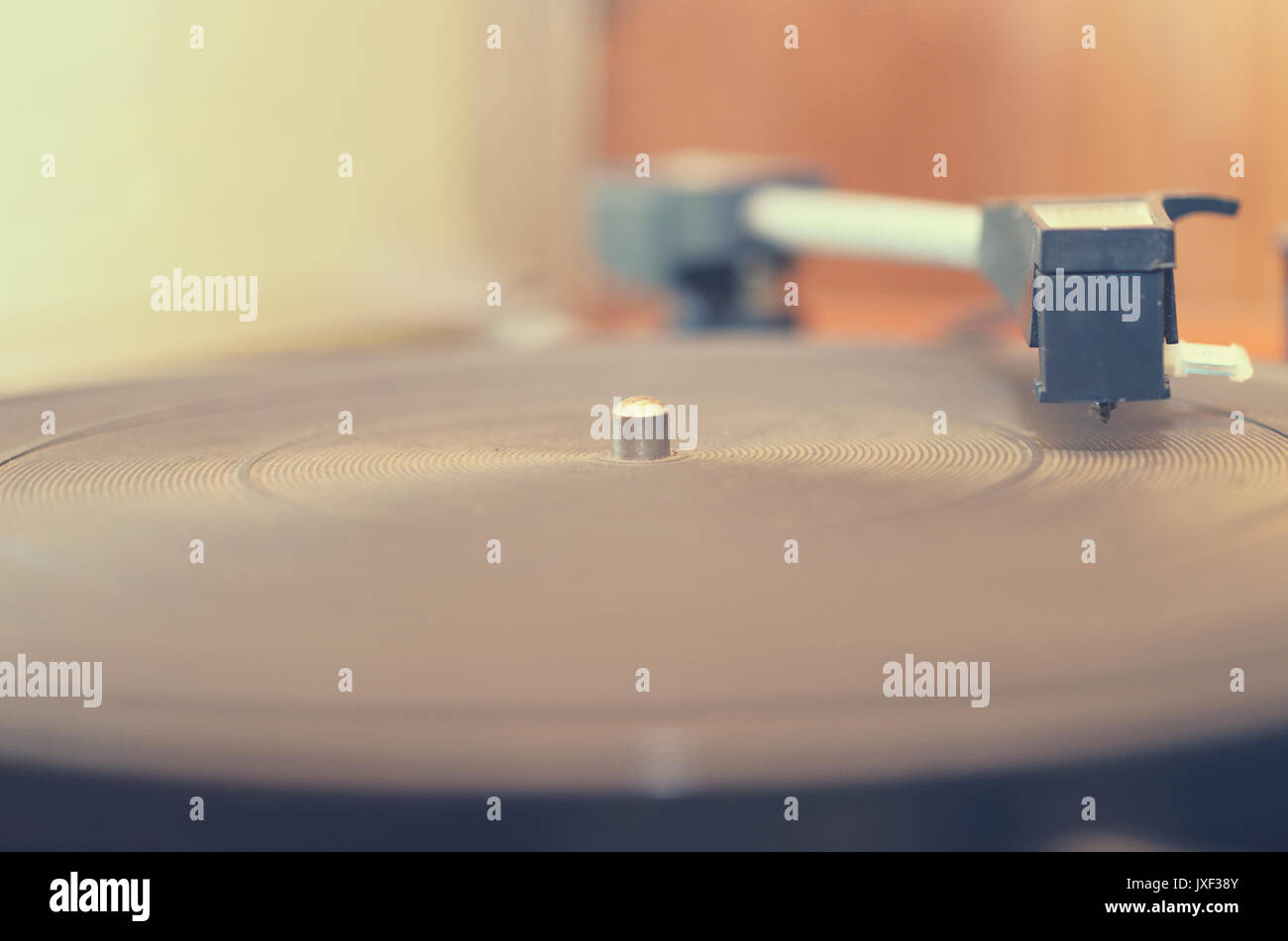 Old dusty record player, complete with radio in idle state Stock Photo ...