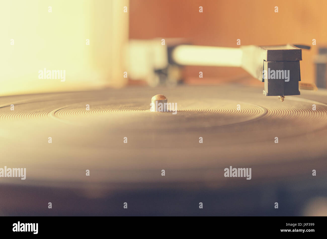 Old dusty record player, complete with radio in idle state Stock Photo ...