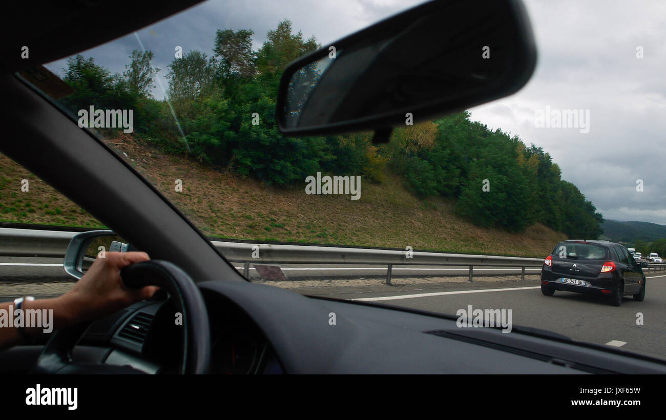 Driving on A42 Highway from Lyon to Oyonnax (France Stock Photo - Alamy