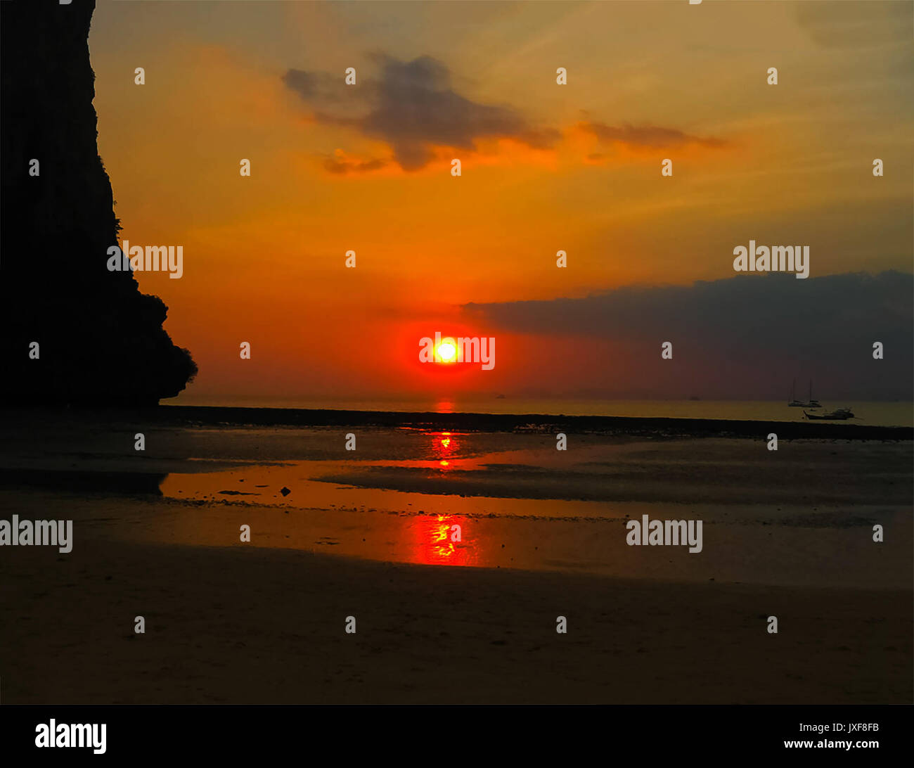 The tropical landscape. Railay, Krabi, Thailand at sunset Stock Photo ...