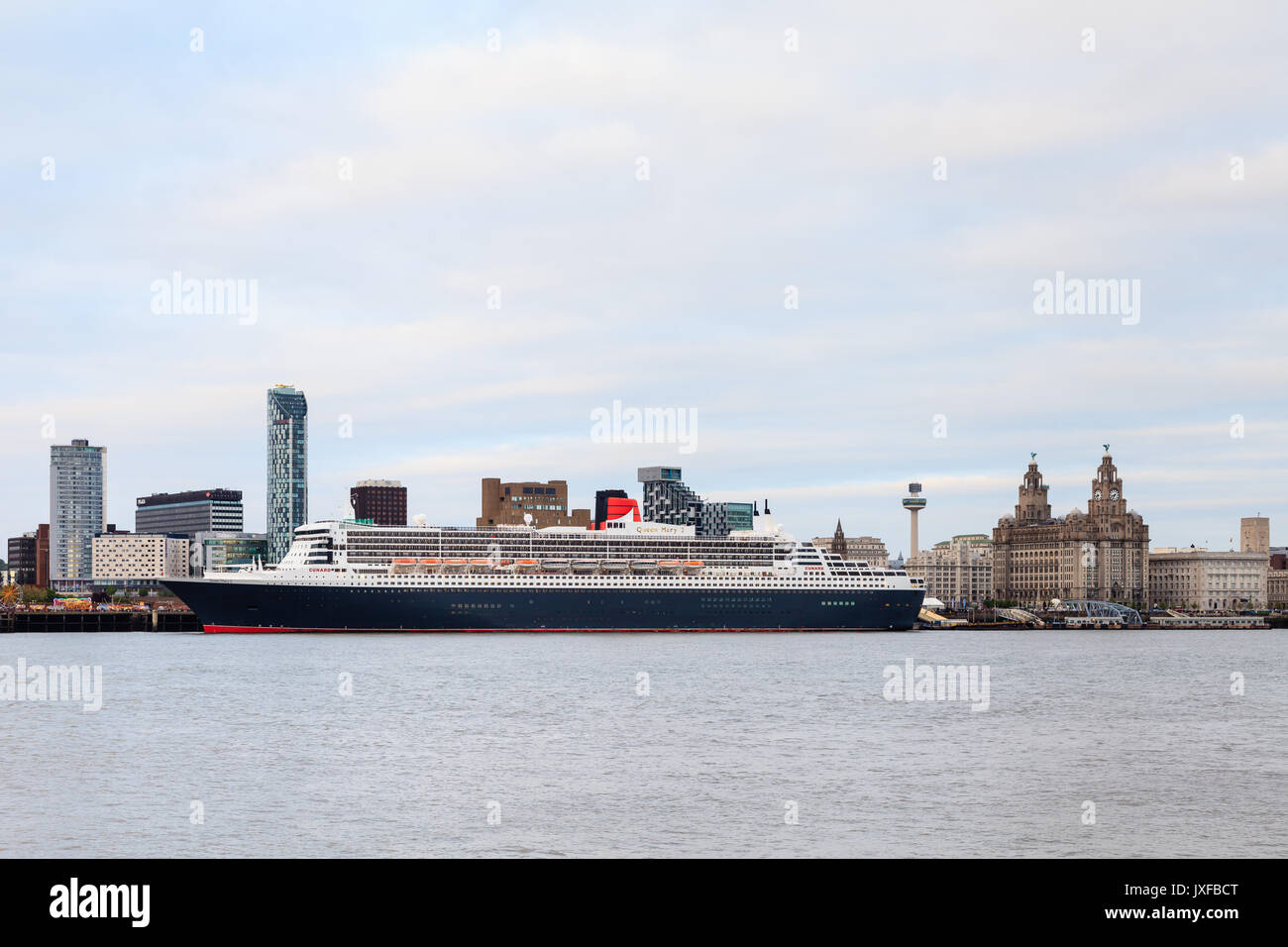 Cunard cruise liner Queen Mary 2 docked in Liverpool as part of ...