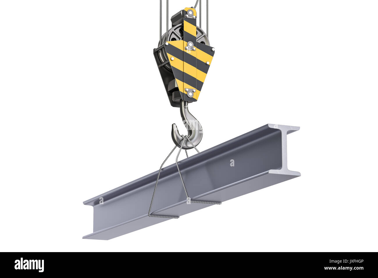 Crane hook with channel, H-beam. 3D rendering isolated on white ...
