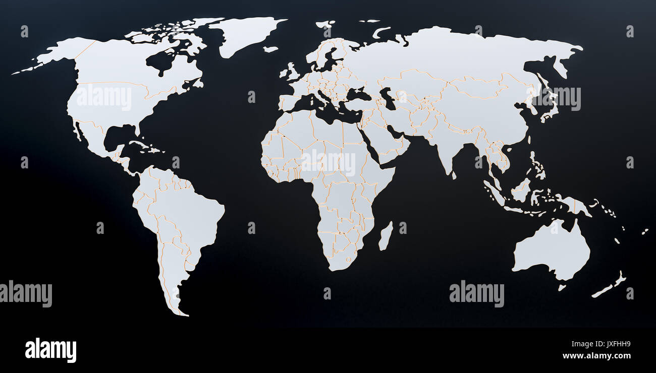 Metallic map of Earth, 3D rendering isolated on black background Stock ...