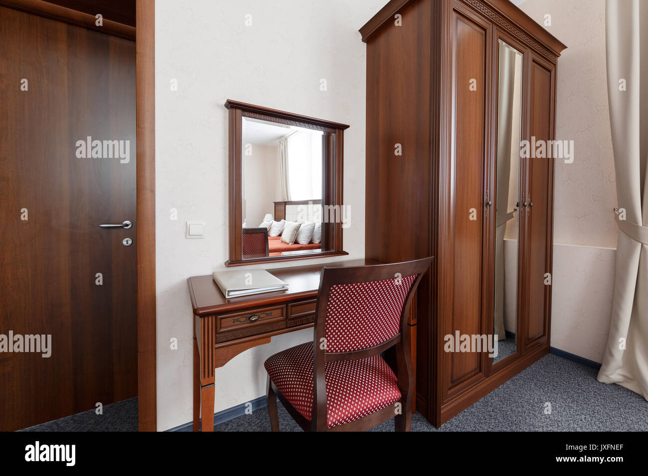 Hotel apartment, bedroom interior in the morning Stock Photo - Alamy