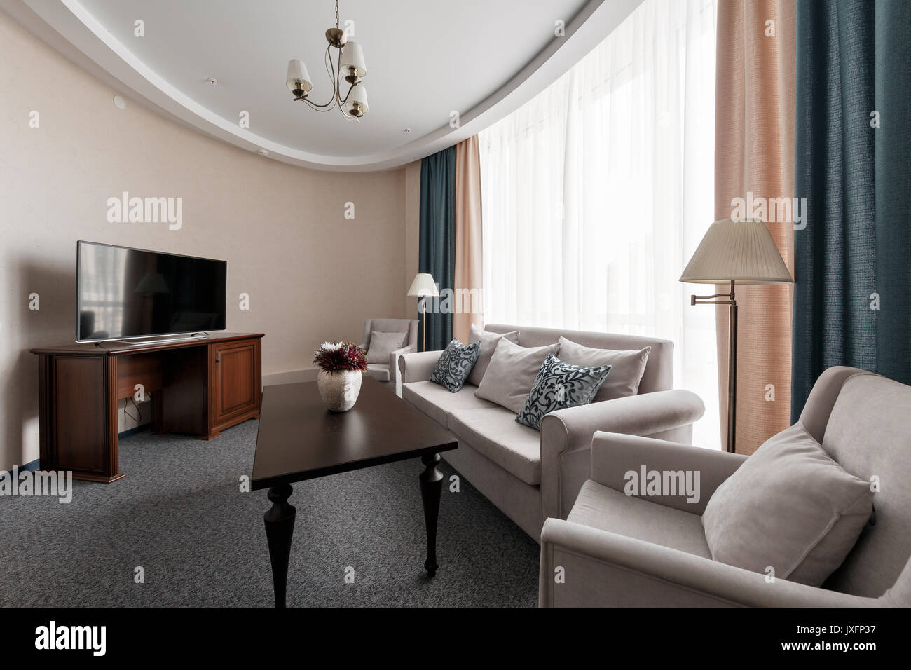 Hotel apartment, living room interior in the morning Stock Photo - Alamy