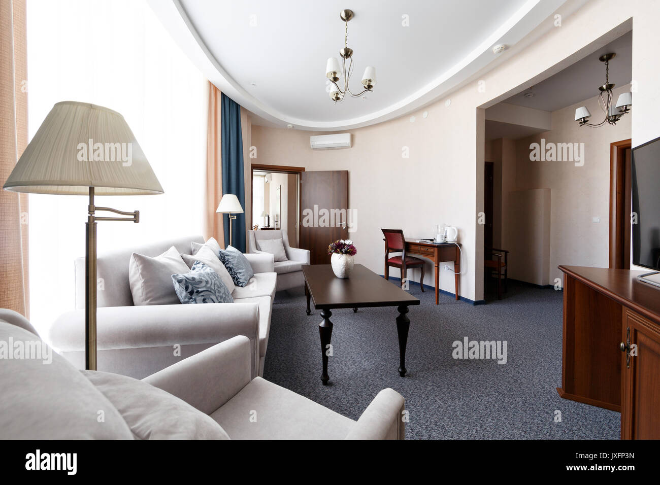 Hotel apartment, living room interior in the morning Stock Photo - Alamy
