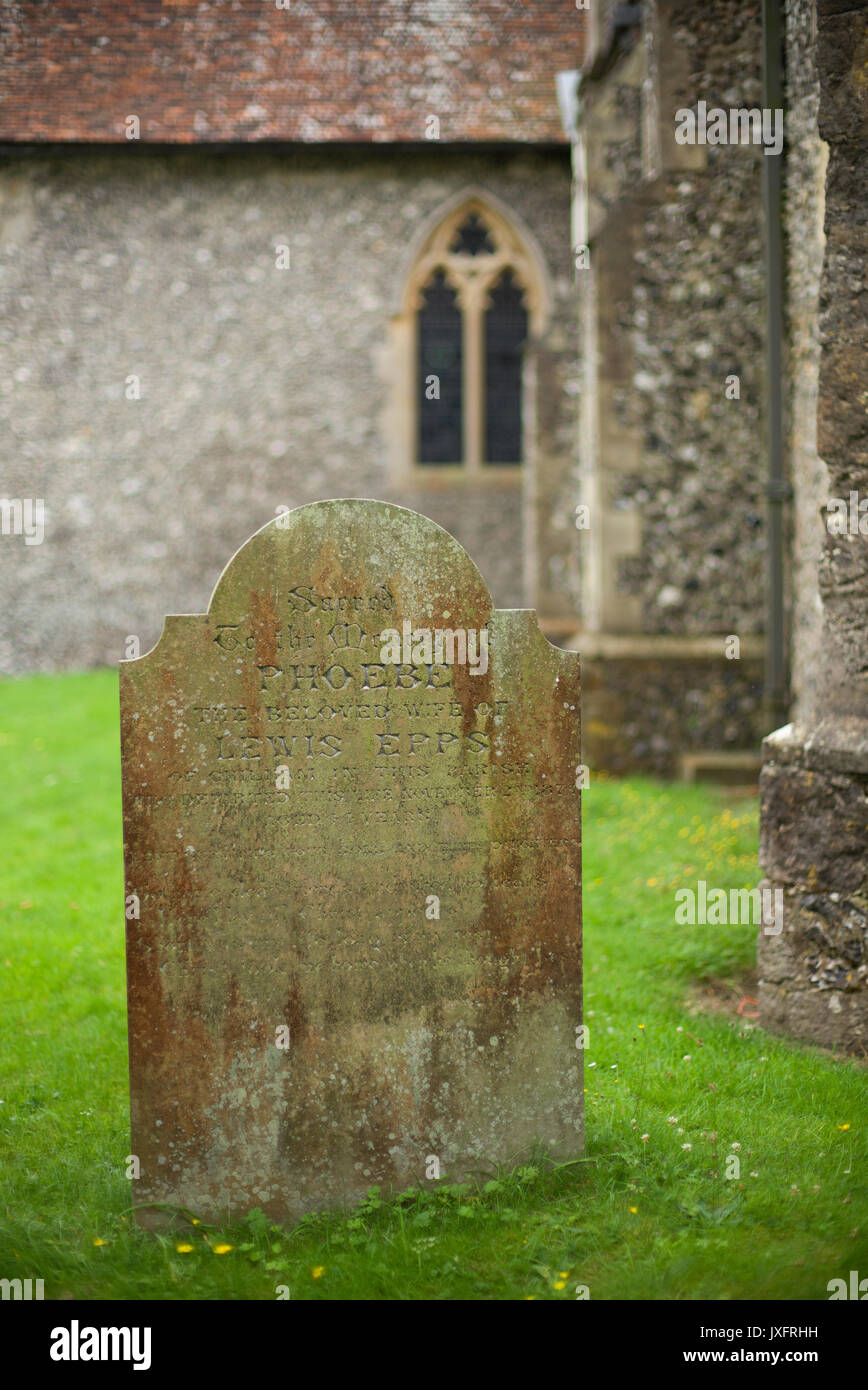 Headstone in St Mary's church graveyard in kent Stock Photo - Alamy