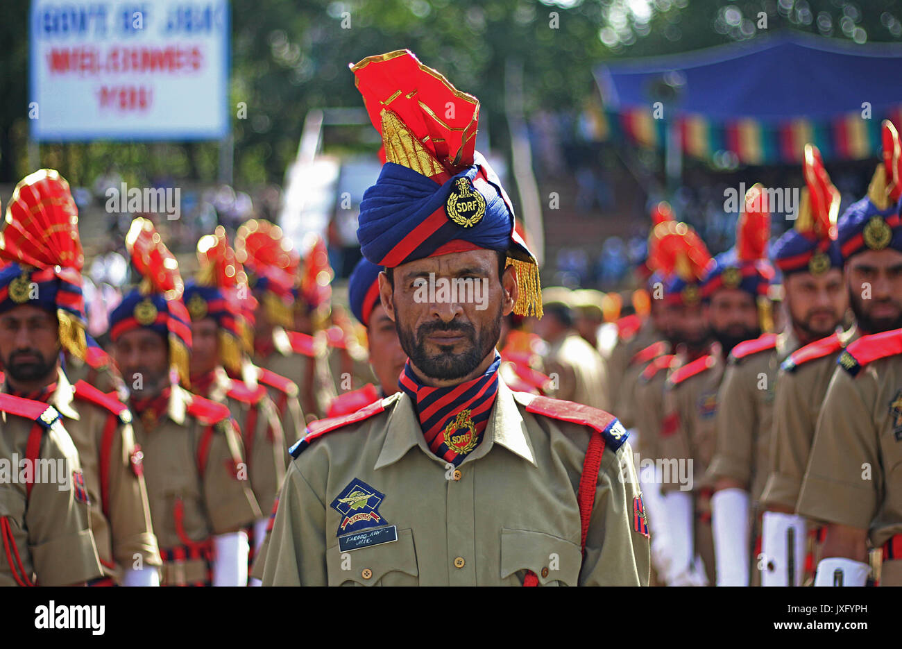 India. 15th Aug, 2017. An Indian police man participates in the ...