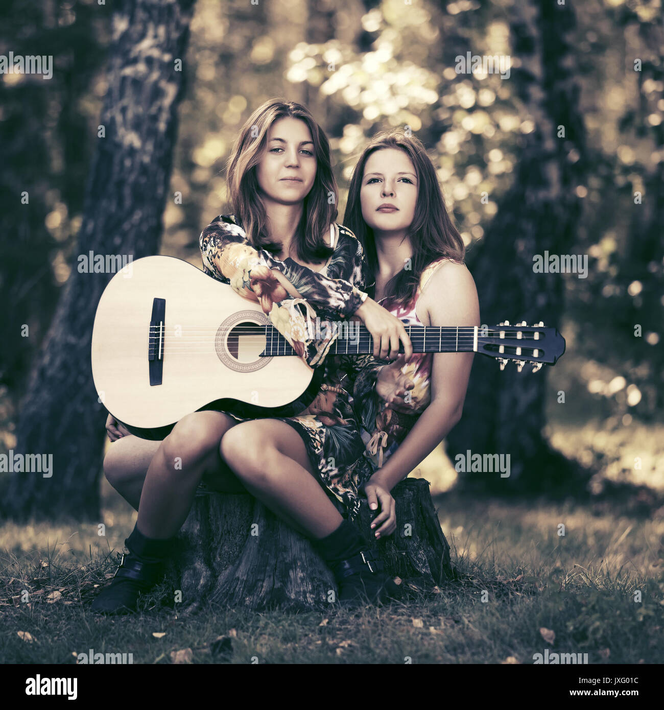 Cool And Stylish Girls With Guitar