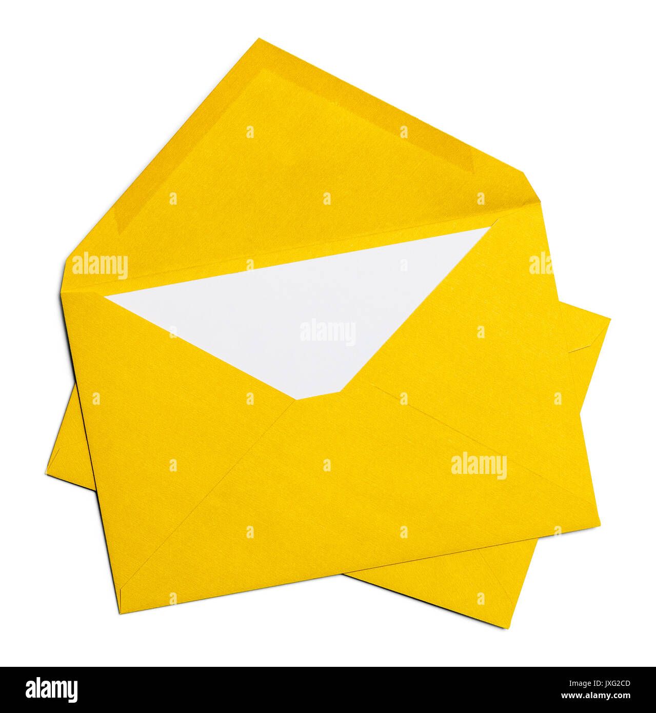 Yellow Open Envelopes Isolated on White Background Stock Photo - Alamy