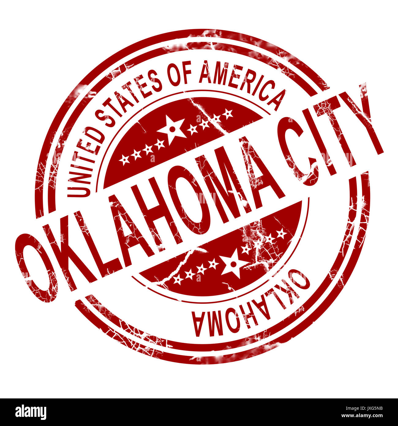 Red Oklahoma City with white background, 3D rendering Stock Photo - Alamy