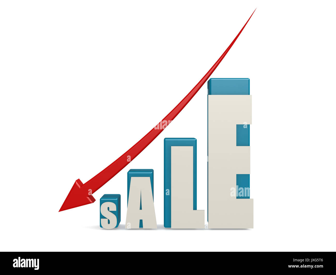 Sale decrease with red arrow, 3D rendering Stock Photo - Alamy