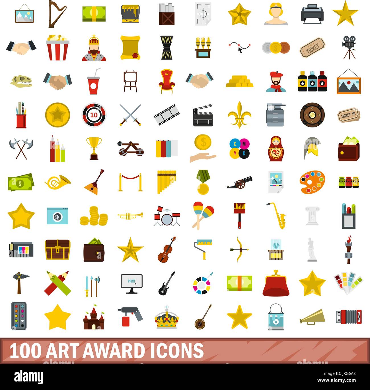100 art award icons set, flat style Stock Vector Image & Art - Alamy