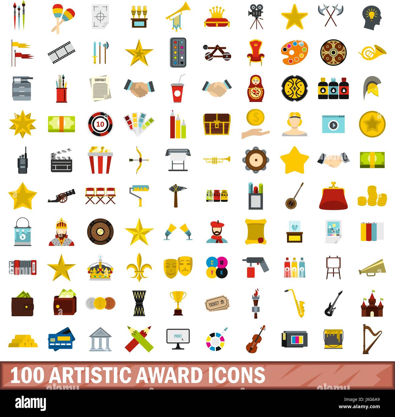 100 artistic award icons set, flat style Stock Vector Image & Art - Alamy