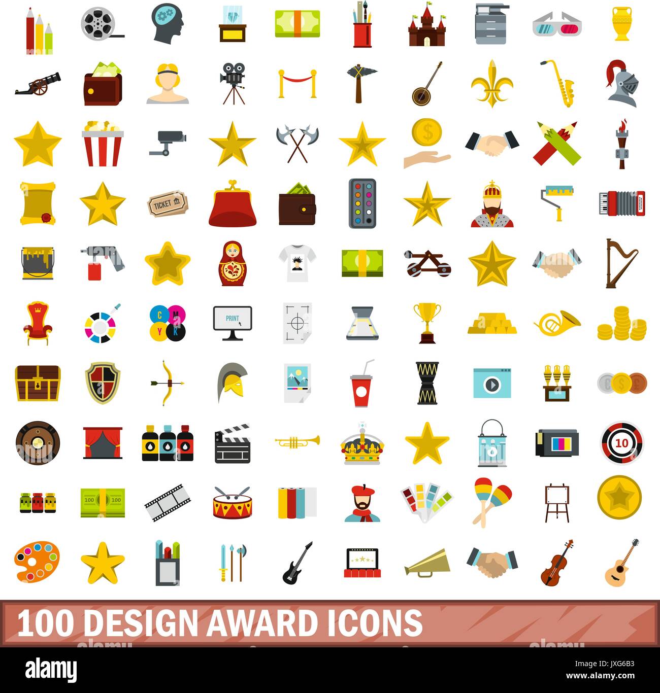 100 design award icons set, flat style Stock Vector Image & Art - Alamy