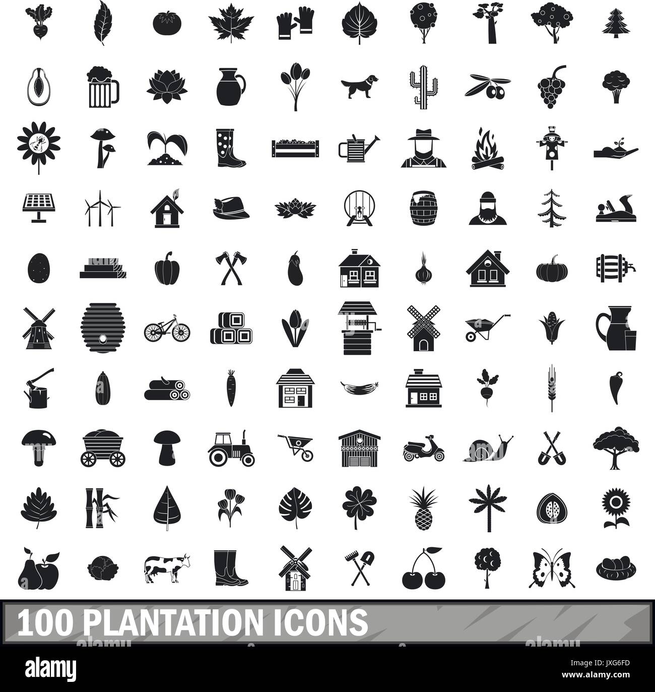 100 plantation icons set, simple style Stock Vector Image & Art - Alamy