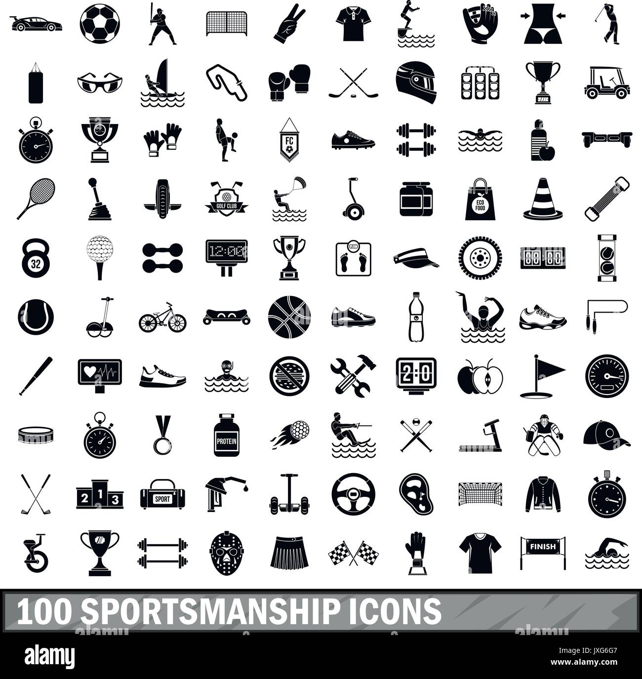 100 sportsmanship icons set, simple style Stock Vector Image & Art - Alamy