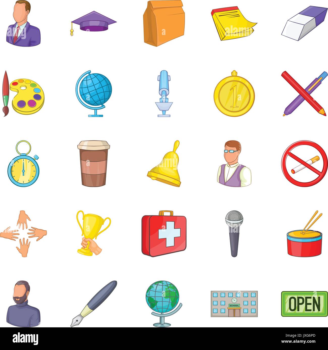 Classbook icons set, cartoon style Stock Vector Image & Art - Alamy