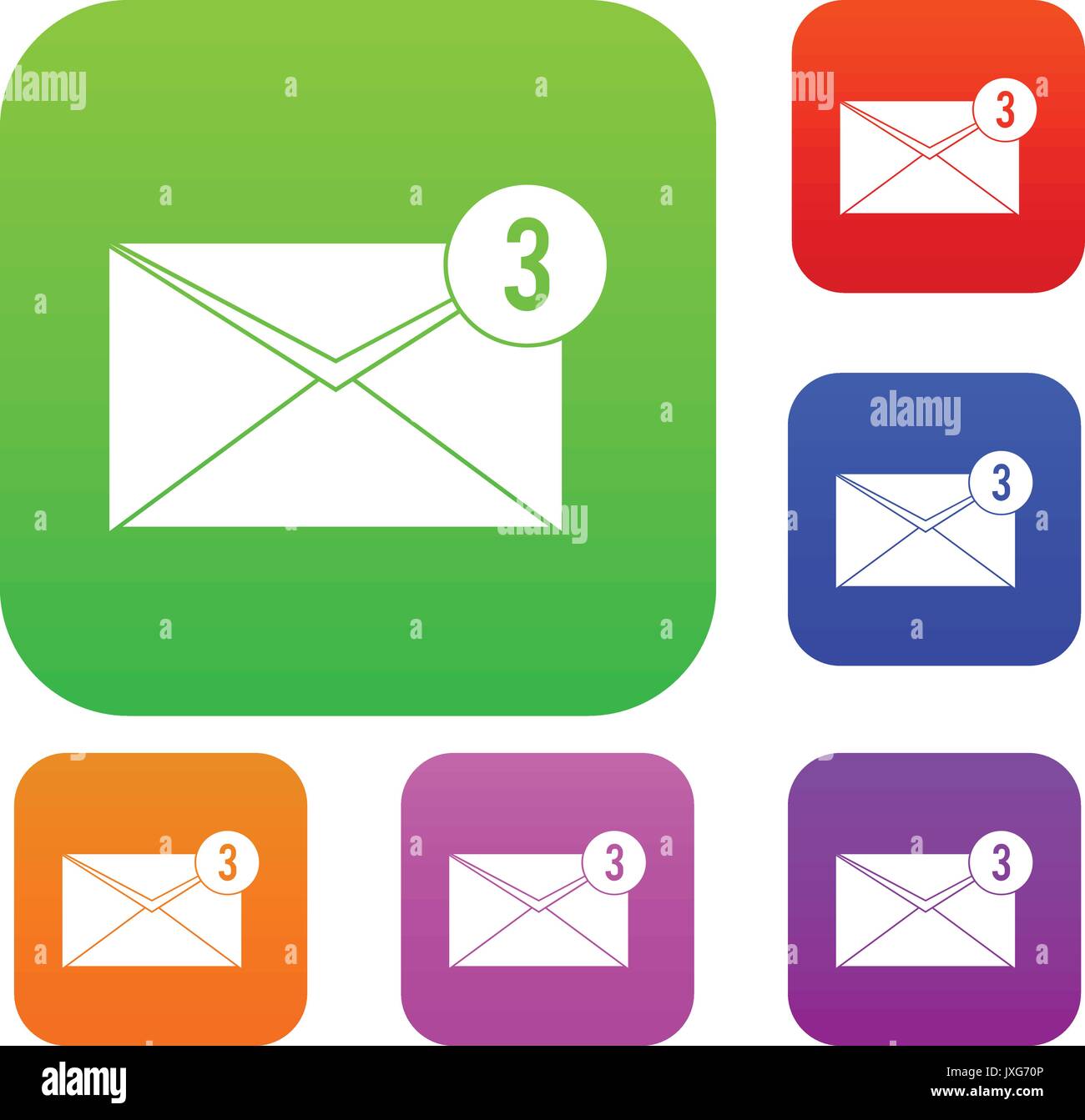 Envelope with three messages set collection Stock Vector Image & Art ...