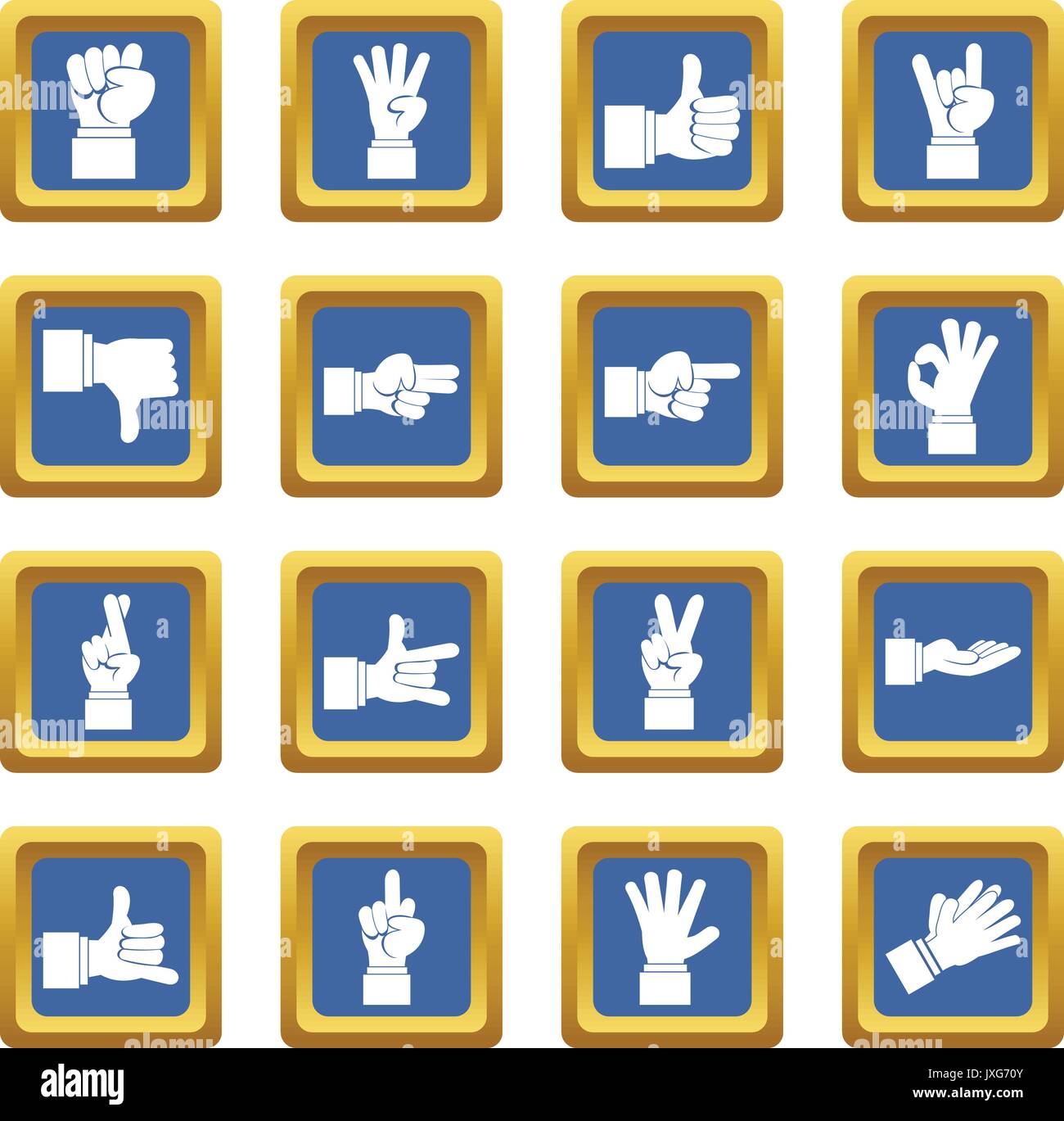Hand gesture icons set blue Stock Vector Image & Art - Alamy