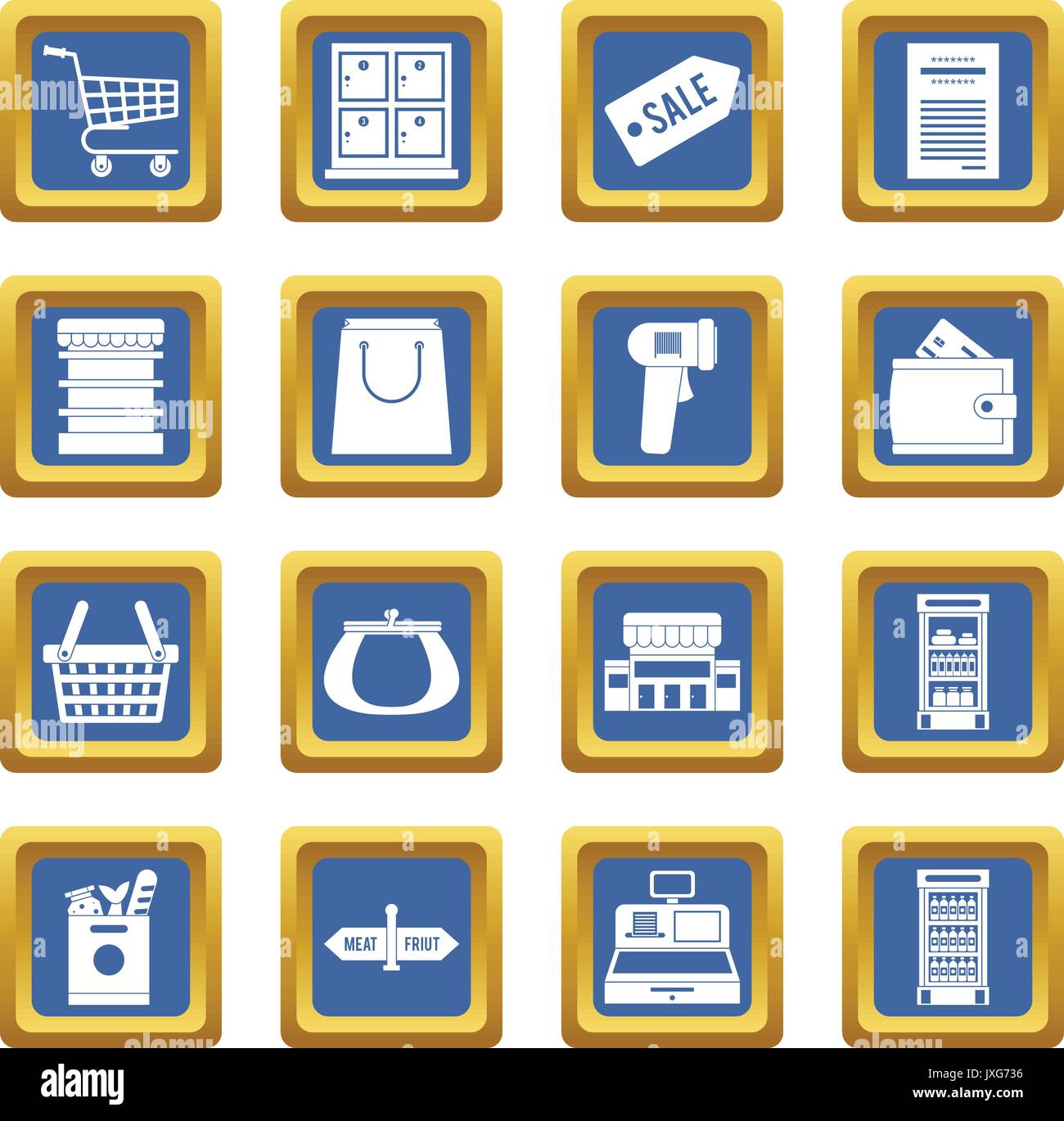 Supermarket icons set blue Stock Vector Image & Art - Alamy