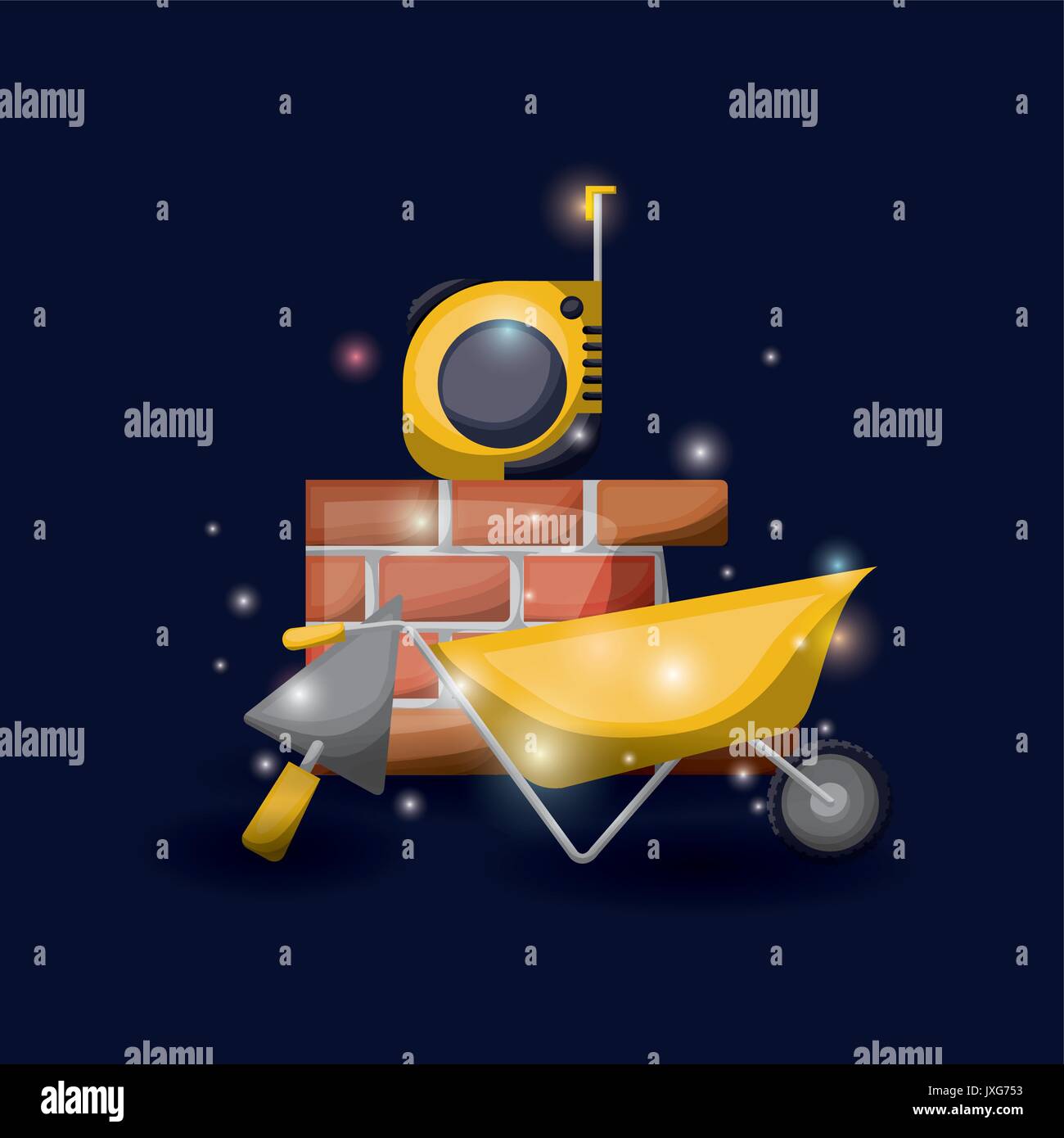 color dark blue background with brightness of tools for construction ...