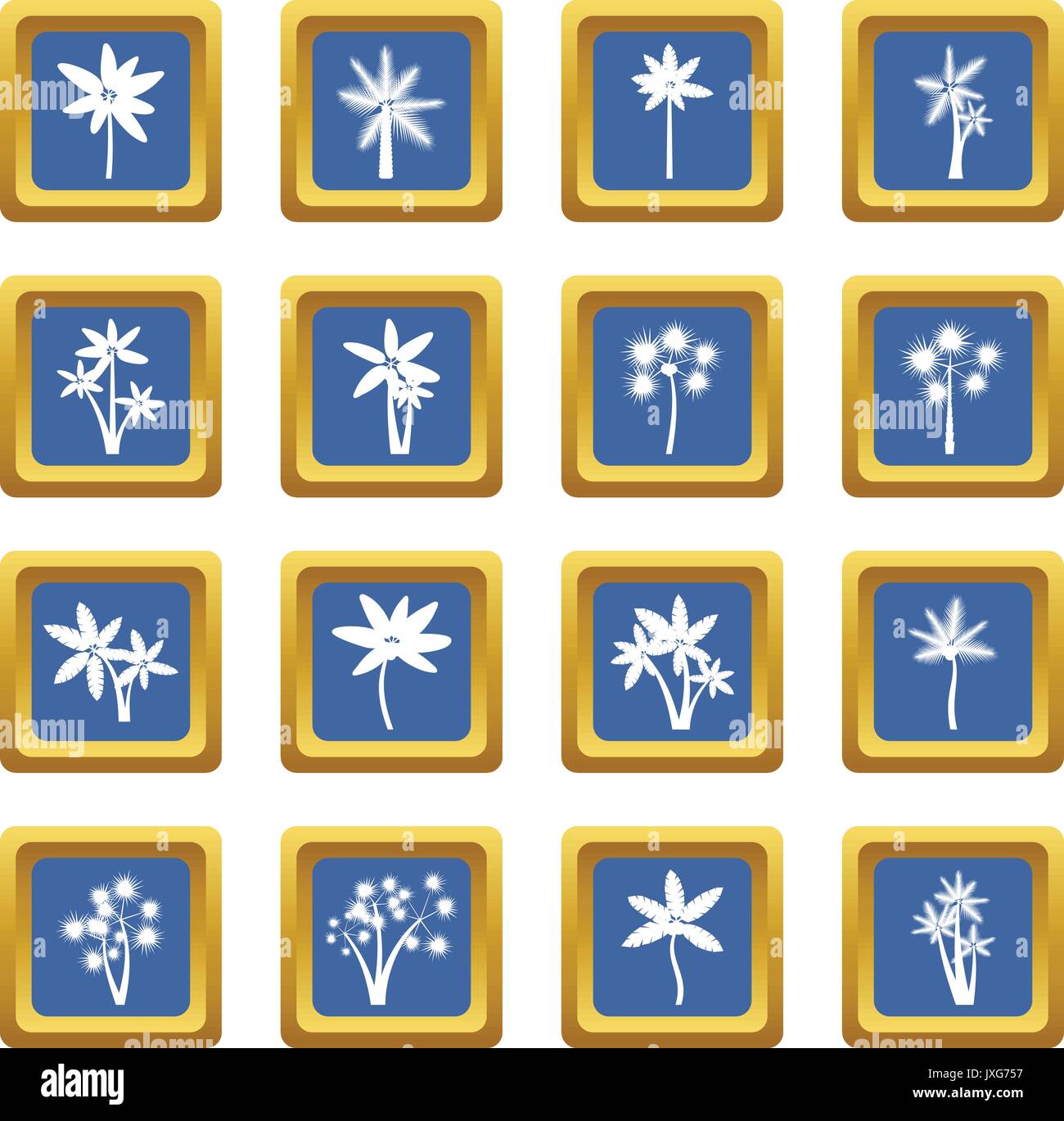 Palm tree icons set blue Stock Vector Image & Art - Alamy