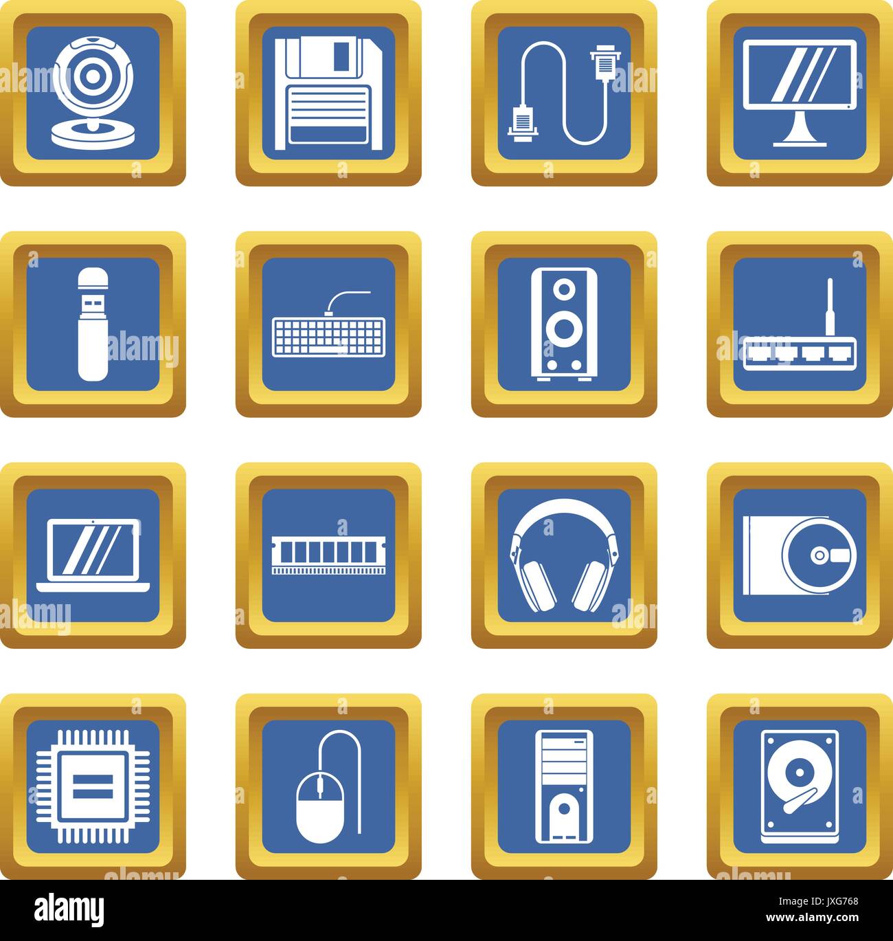 Computer icons set blue Stock Vector Image & Art - Alamy