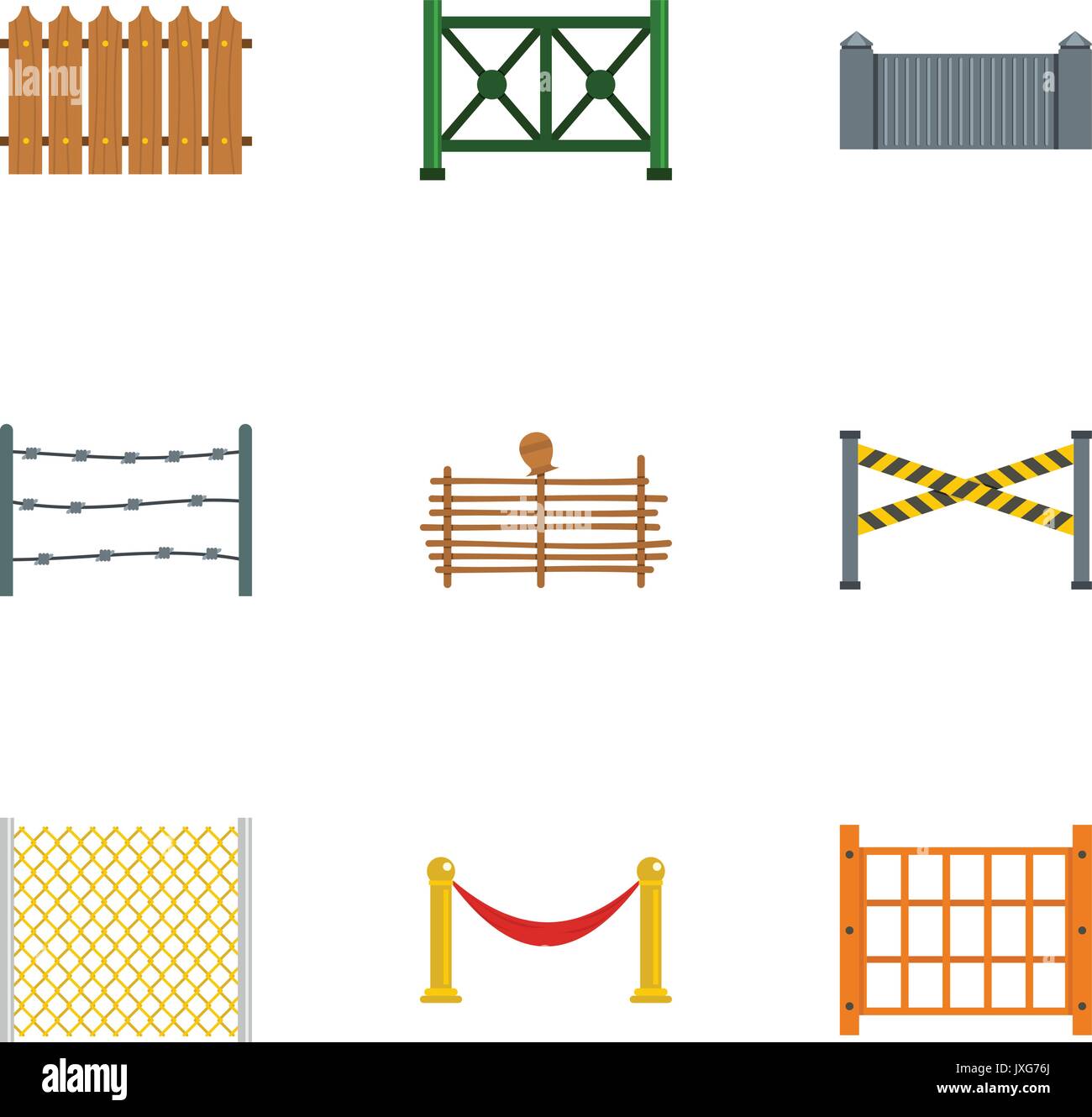 Fence icons set, flat style Stock Vector Image & Art - Alamy