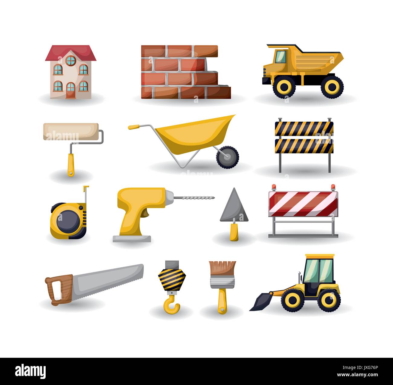 white background with set colorful tools for construction Stock Vector ...