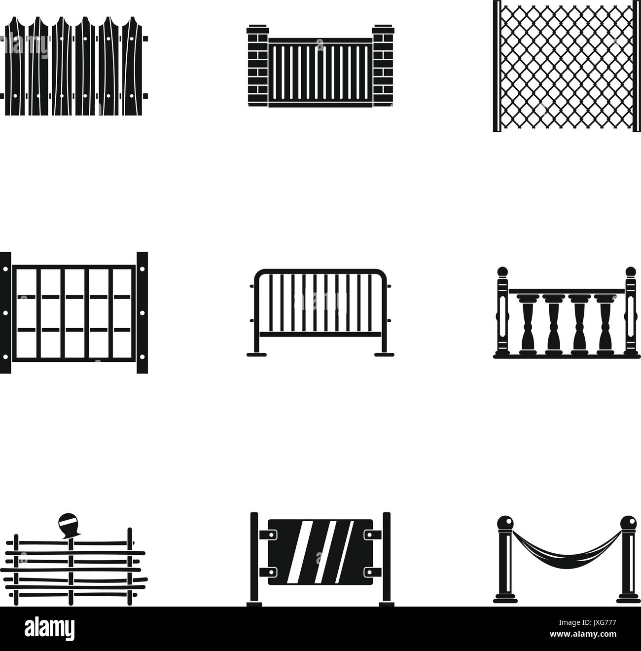 Fence icons set, simple style Stock Vector Image & Art - Alamy