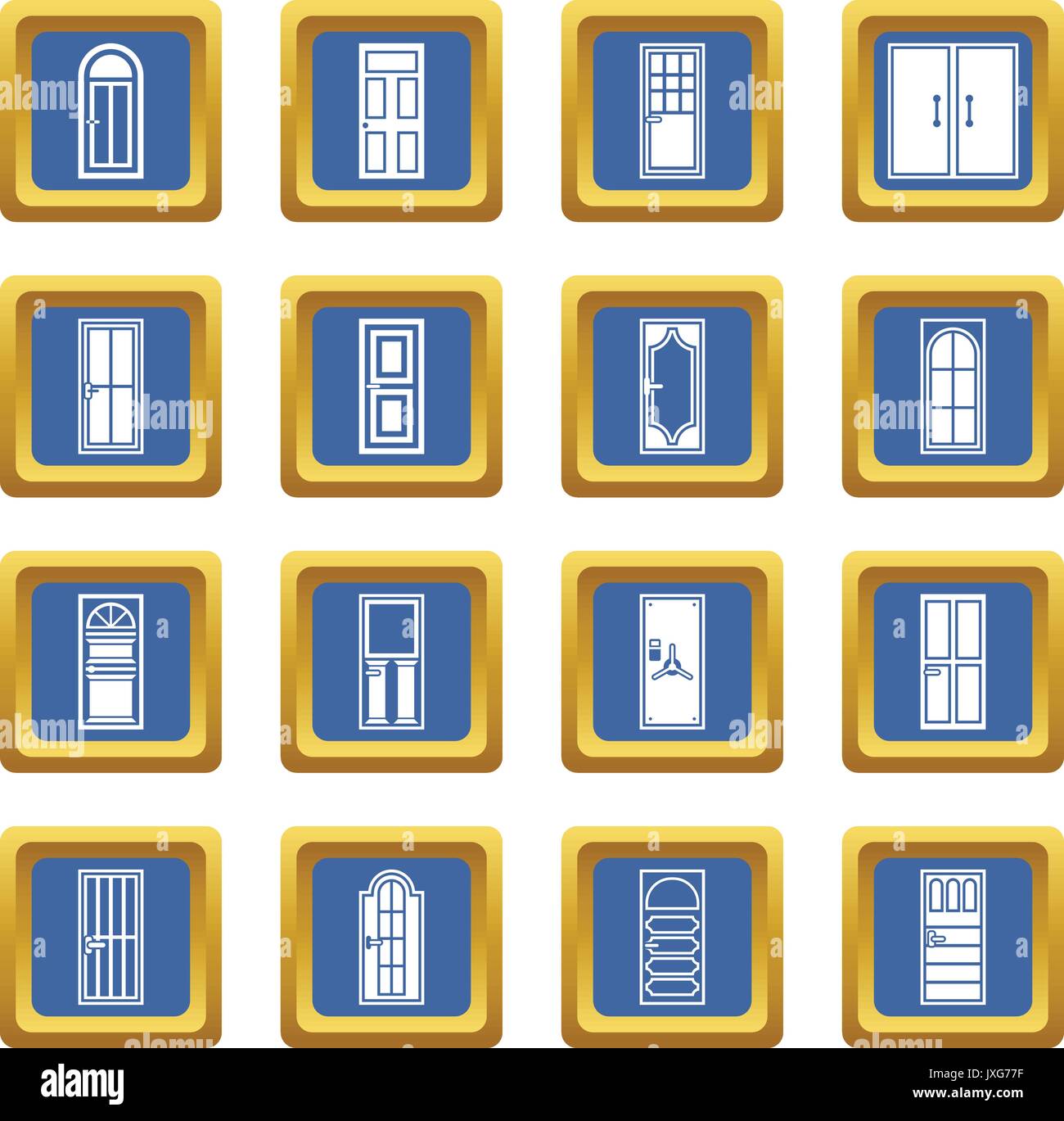 Door icons set blue Stock Vector Image & Art - Alamy