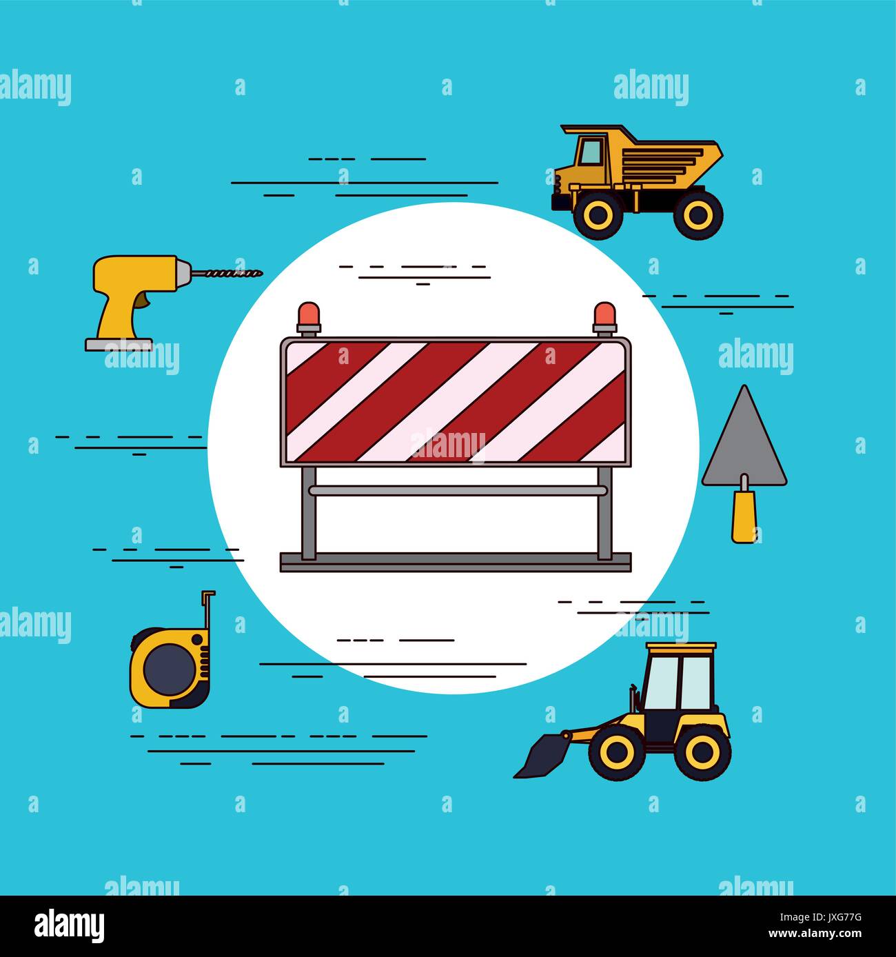 color background circular frame with traffic barrier in red and white ...
