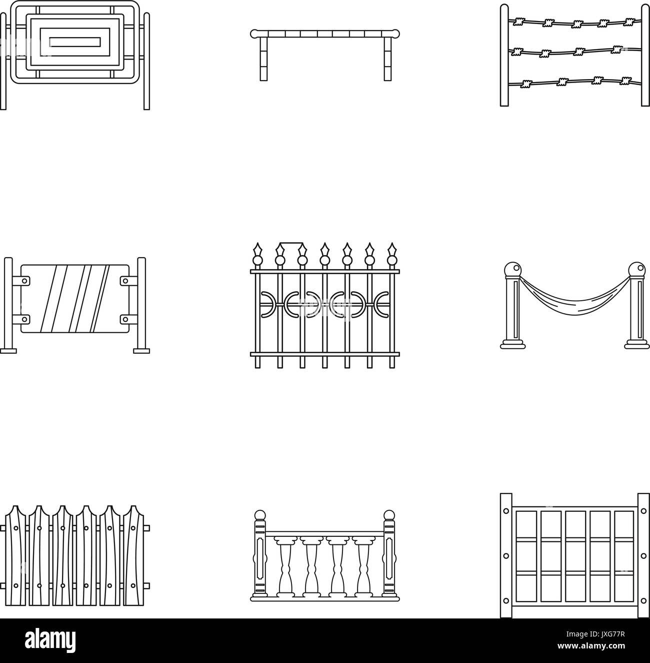 Fence icons set, outline style Stock Vector Image & Art - Alamy